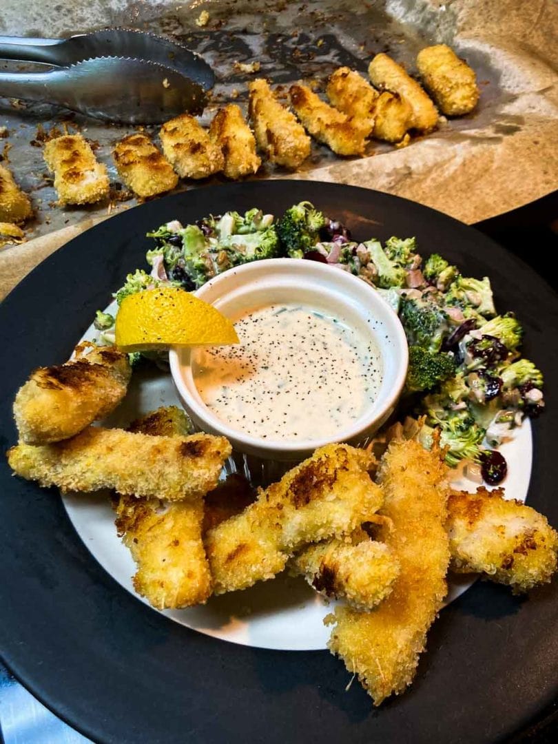 Alaska Fish Sticks Recipe With Broccoli Salad & Tartar Sauce (Kenai ...
